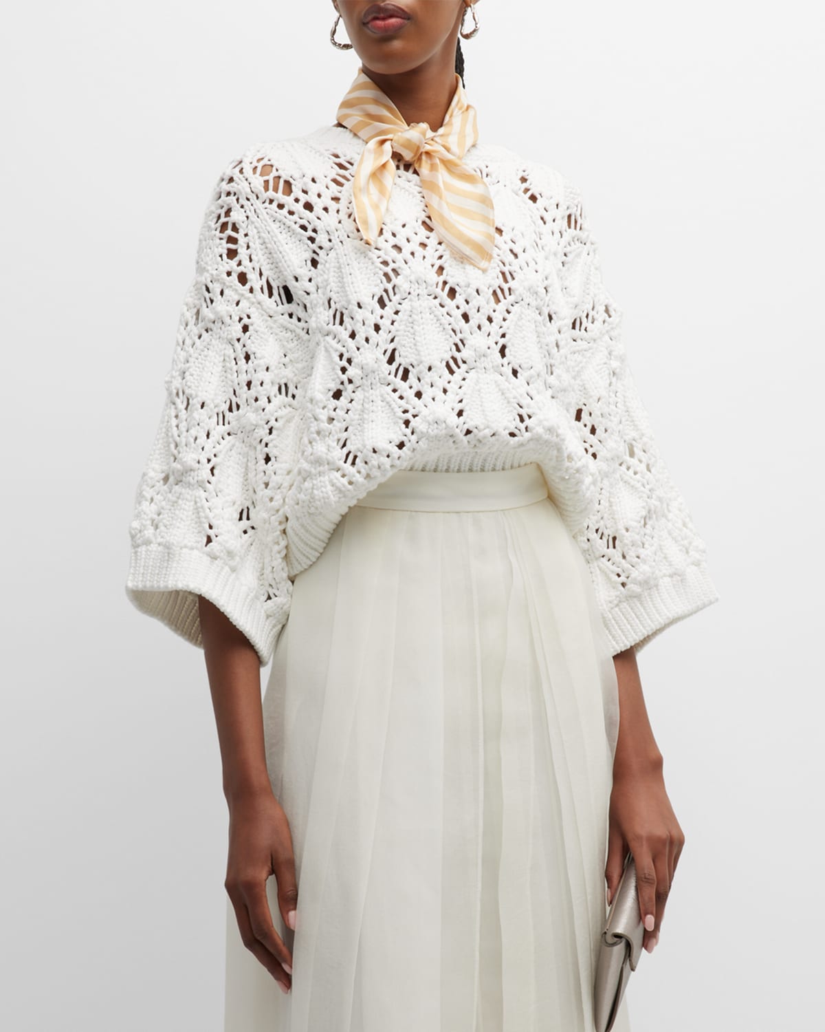 White Cotton Sweater | Neiman Marcus