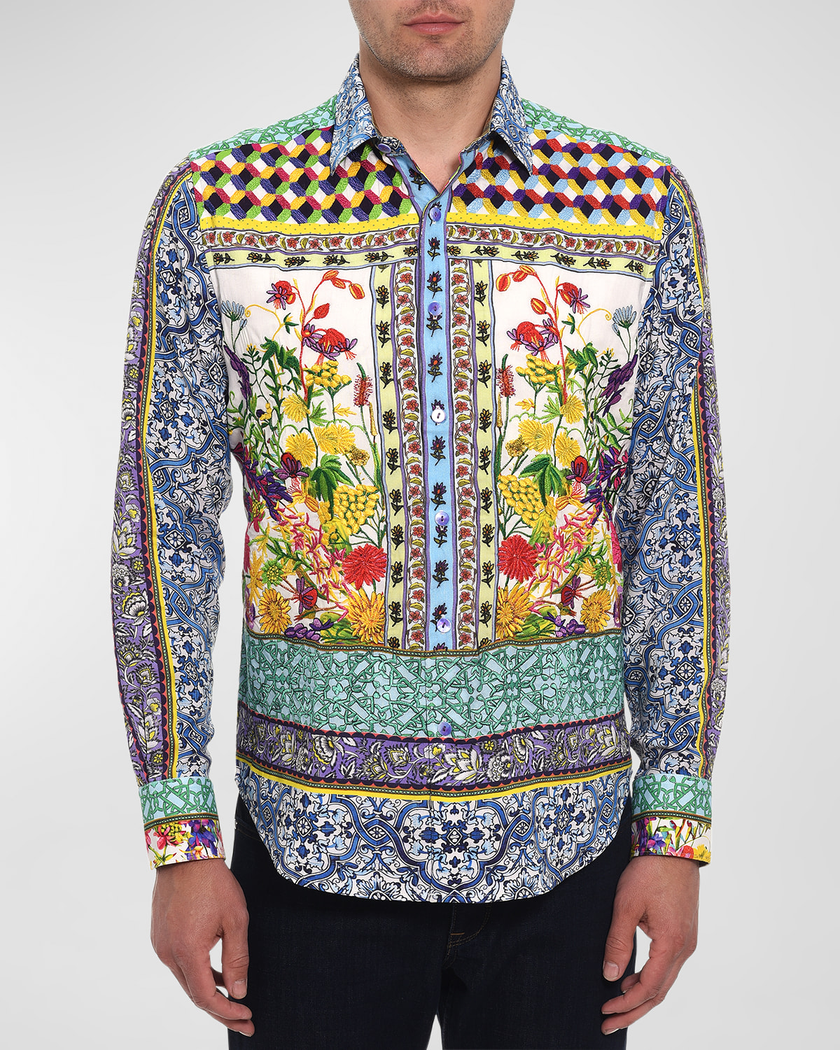 Contrast Collar Shirt | Neiman Marcus