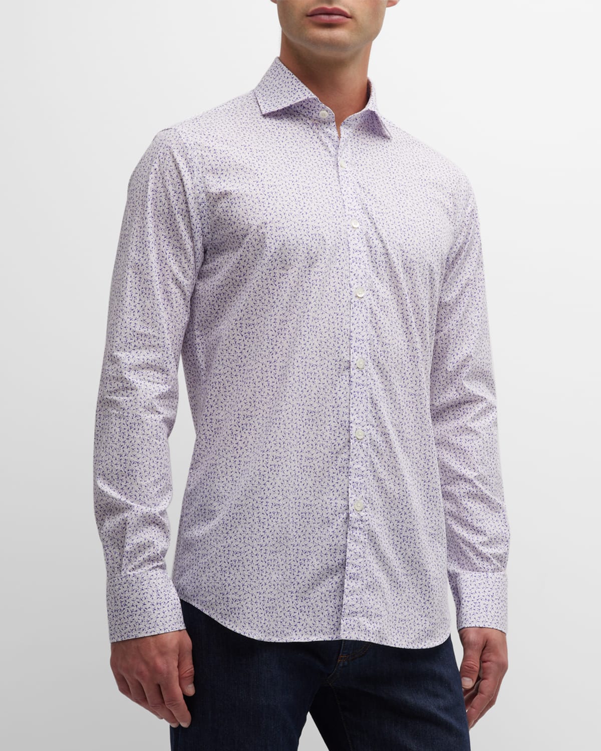 Shirttail Hem Print Shirt | Neiman Marcus