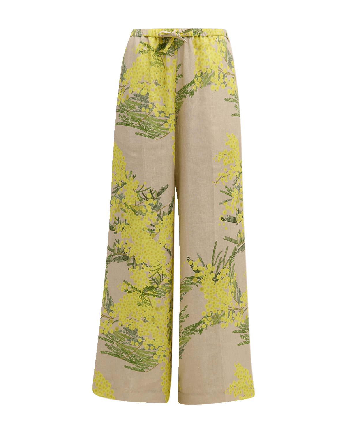 Alexis Brinkley Feather-Print Wide-Leg Pants | Neiman Marcus