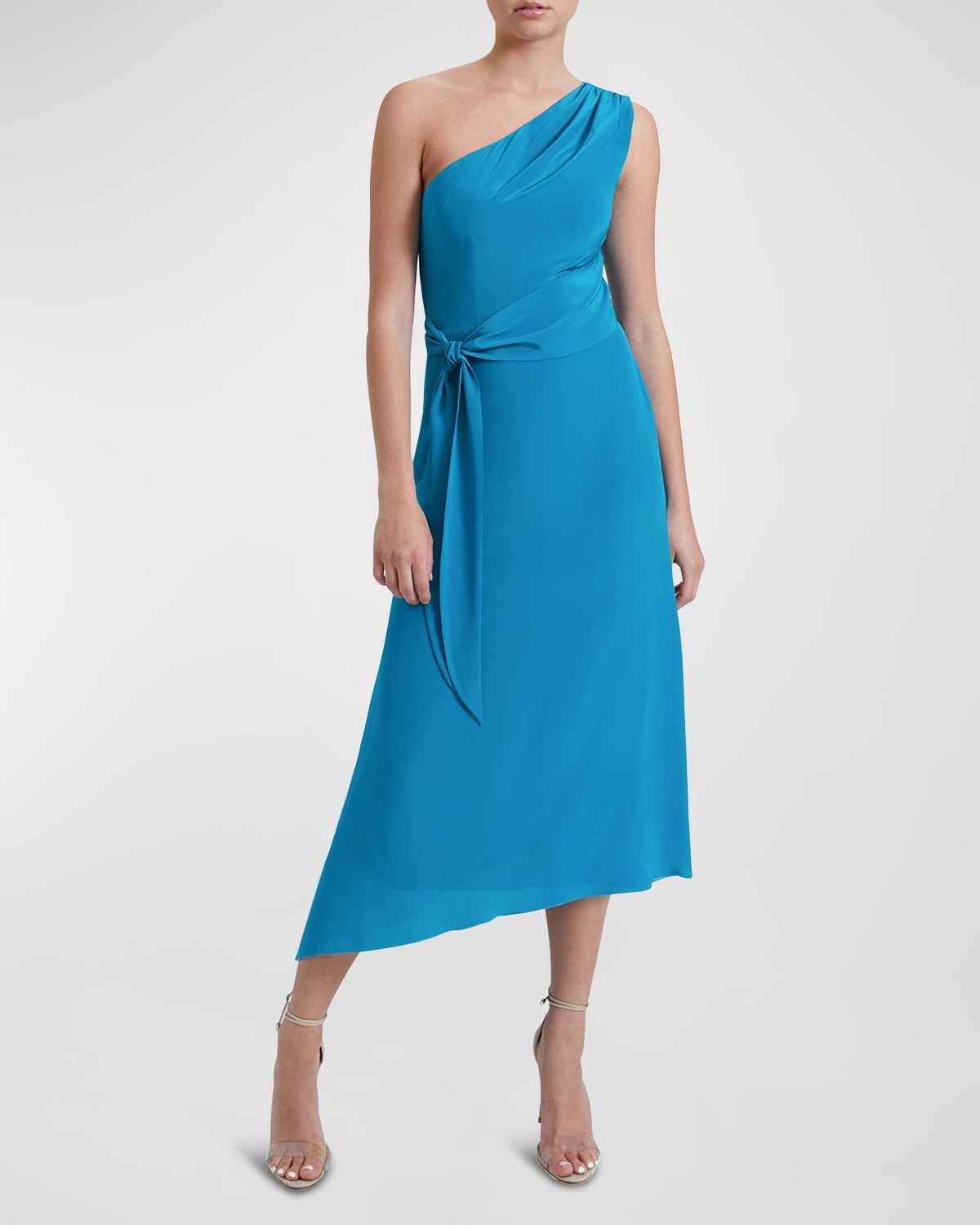 Veronica Beard Merrith Ruched Knit Asymmetric Midi Dress | Neiman Marcus