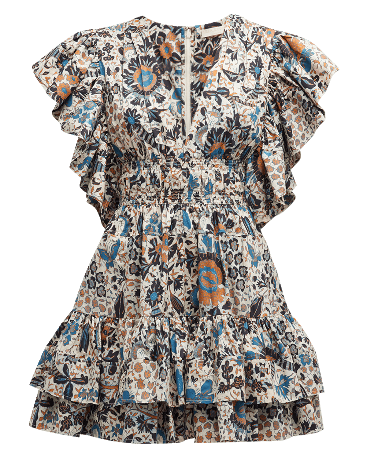 Cara Cara Sabrina Tie-Shoulder Tiered Poplin Mini Dress | Neiman Marcus