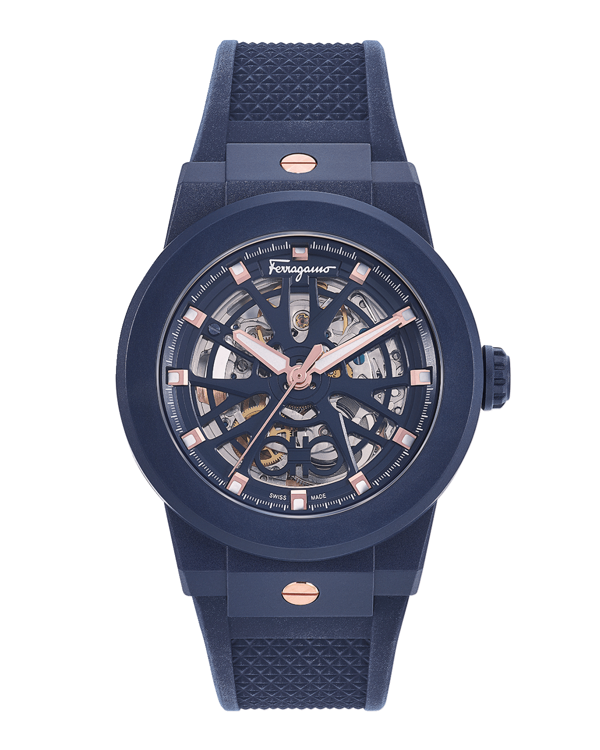 Ferragamo Men's F-80 Tonneau Chrono Silicone Strap Watch | Neiman Marcus