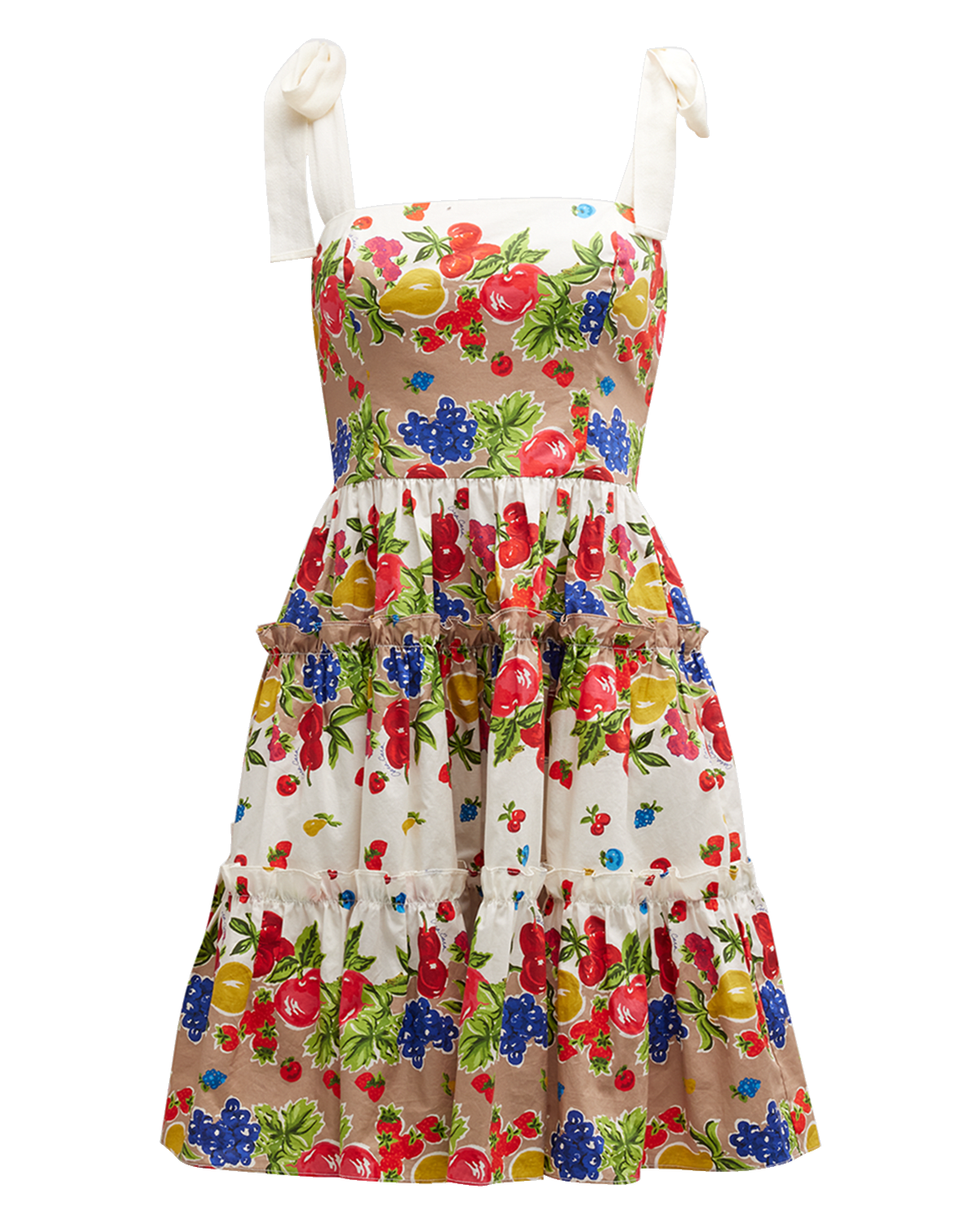 Camilla Floral Silk Button-Front Frill Mini Dress | Neiman Marcus