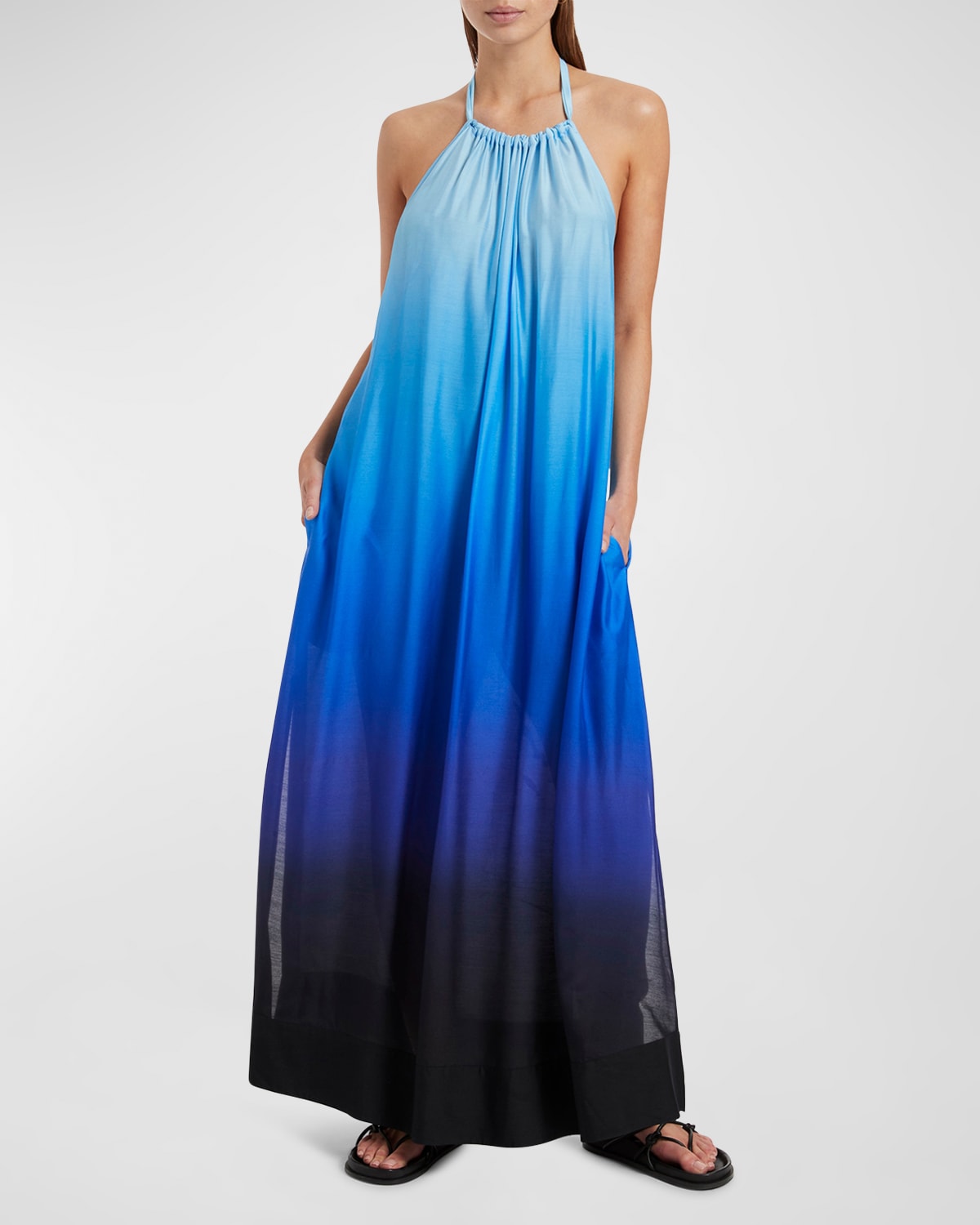 Aqua Blu Australia Gail Embroidered Cutout Maxi Dress | Neiman Marcus