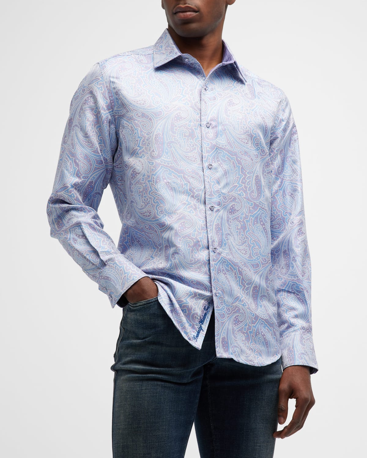 Contrast Collar Shirt | Neiman Marcus