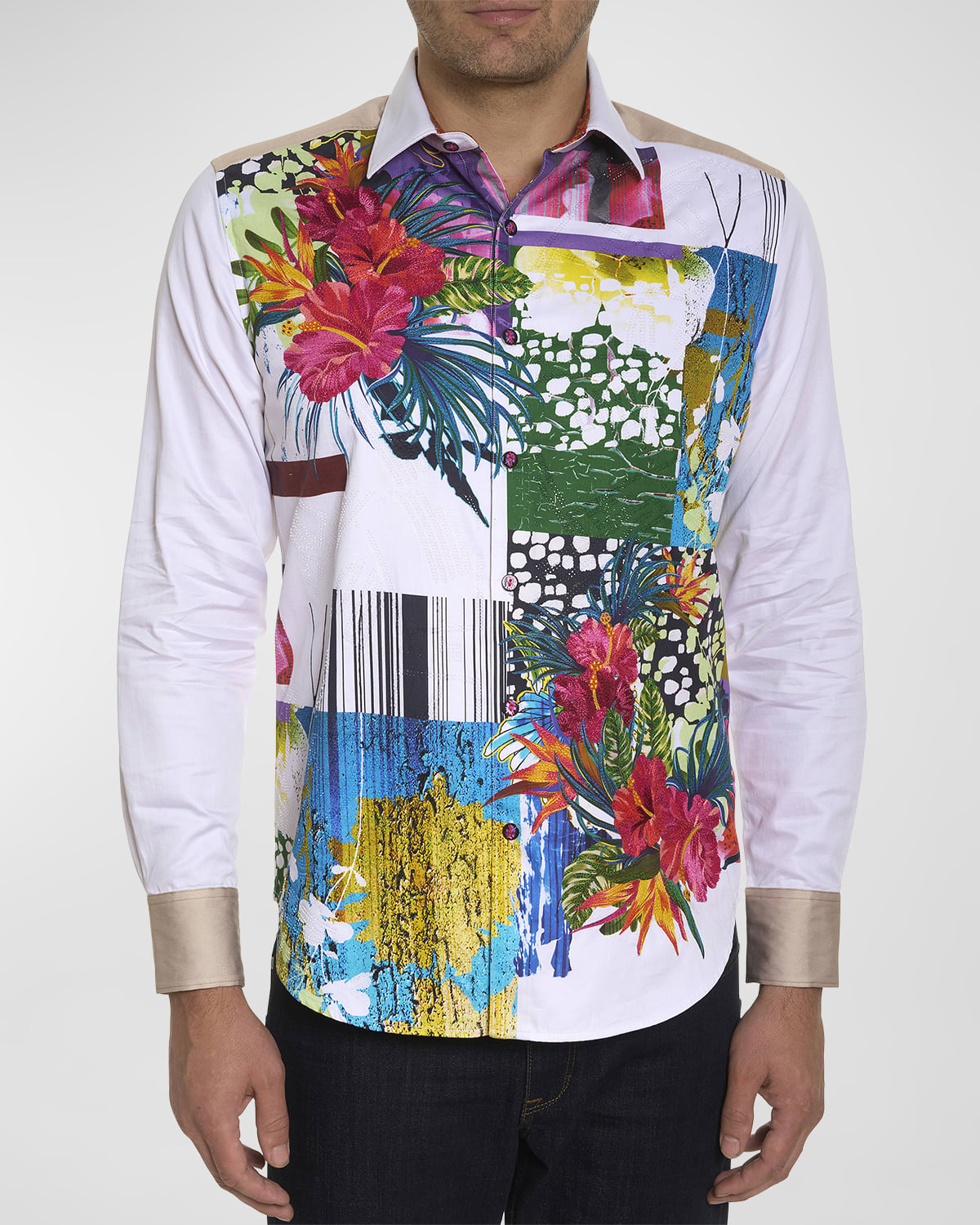 Contrast Collar Shirt | Neiman Marcus