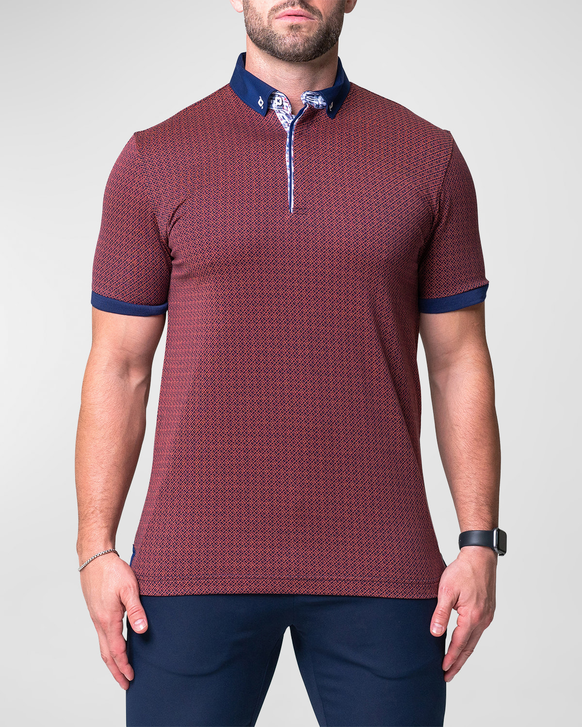Maceoo Men's Mozart Geometric Polo Shirt | Neiman Marcus