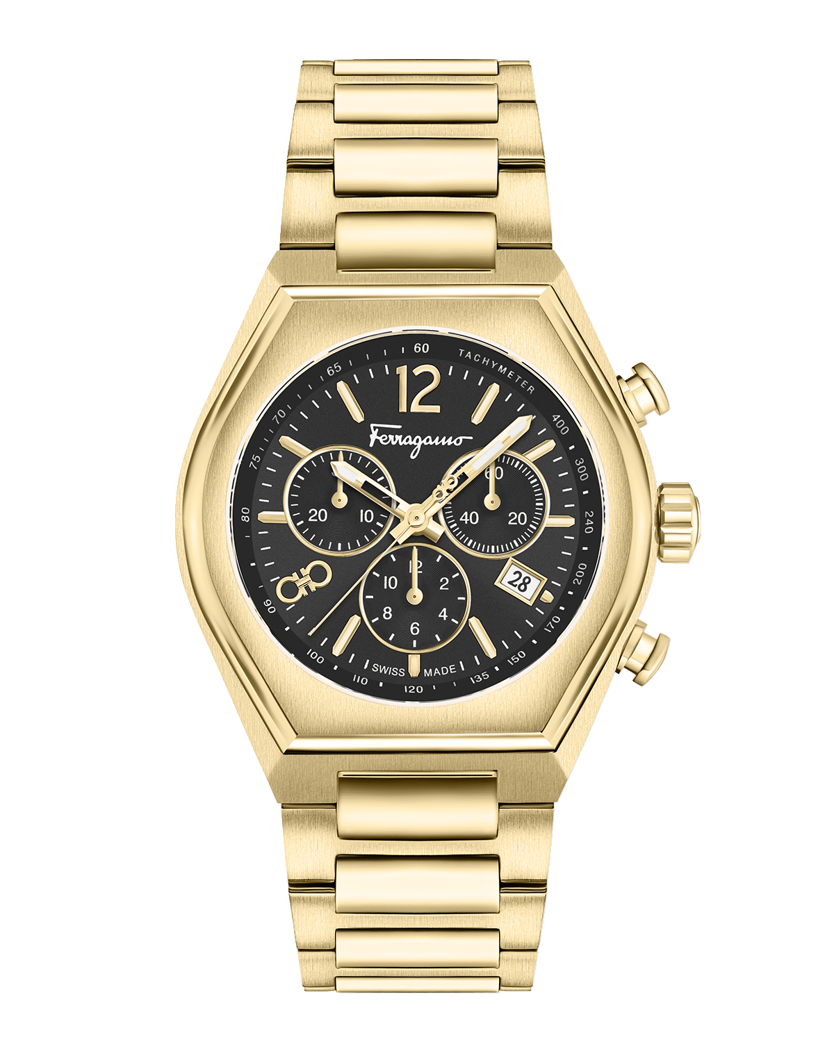Ferragamo Men's Elliptical Two-Tone Chronograph Bracelet Watch, 38mm ...