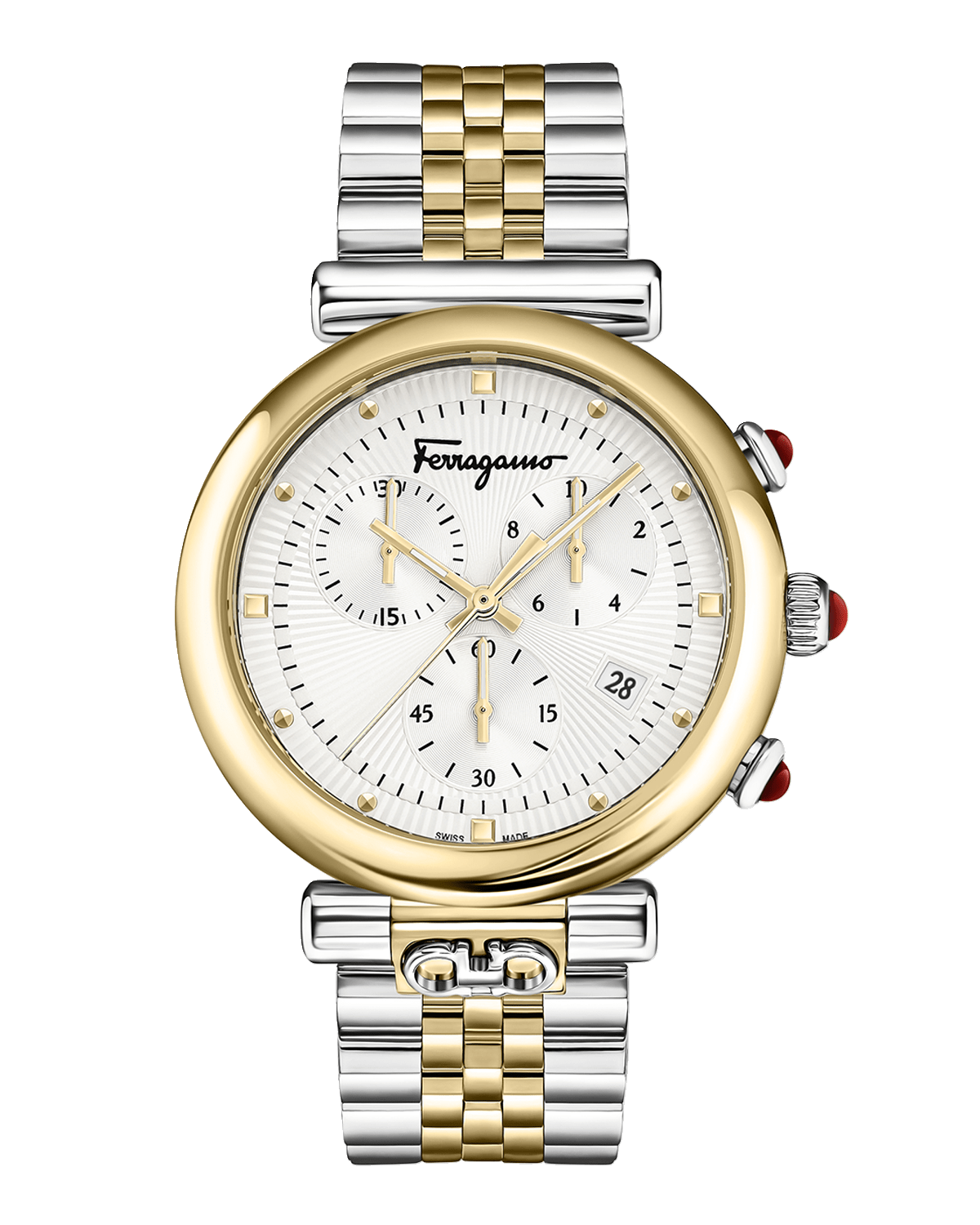 Ferragamo 40mm Ferragamo Ora Moonphase Watch, Yellow Gold | Neiman Marcus