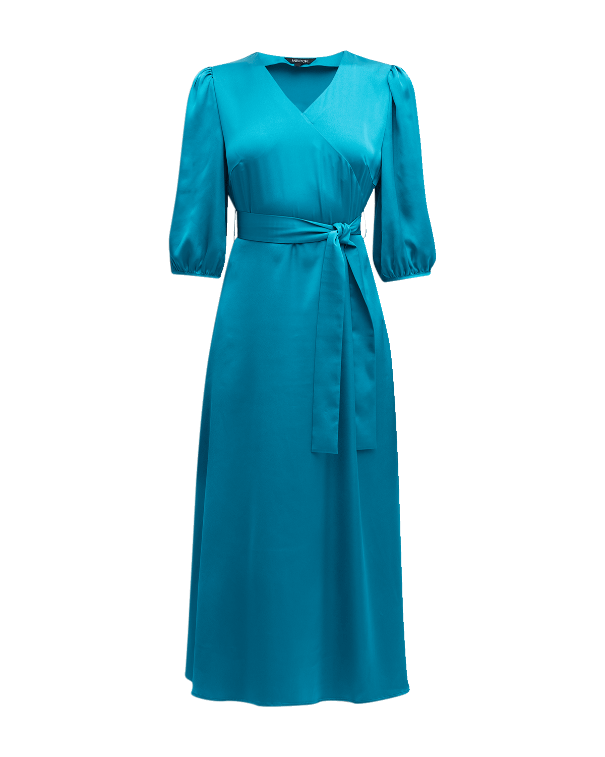 Ramy Brook Hannah Satin Wrap Midi Dress | Neiman Marcus