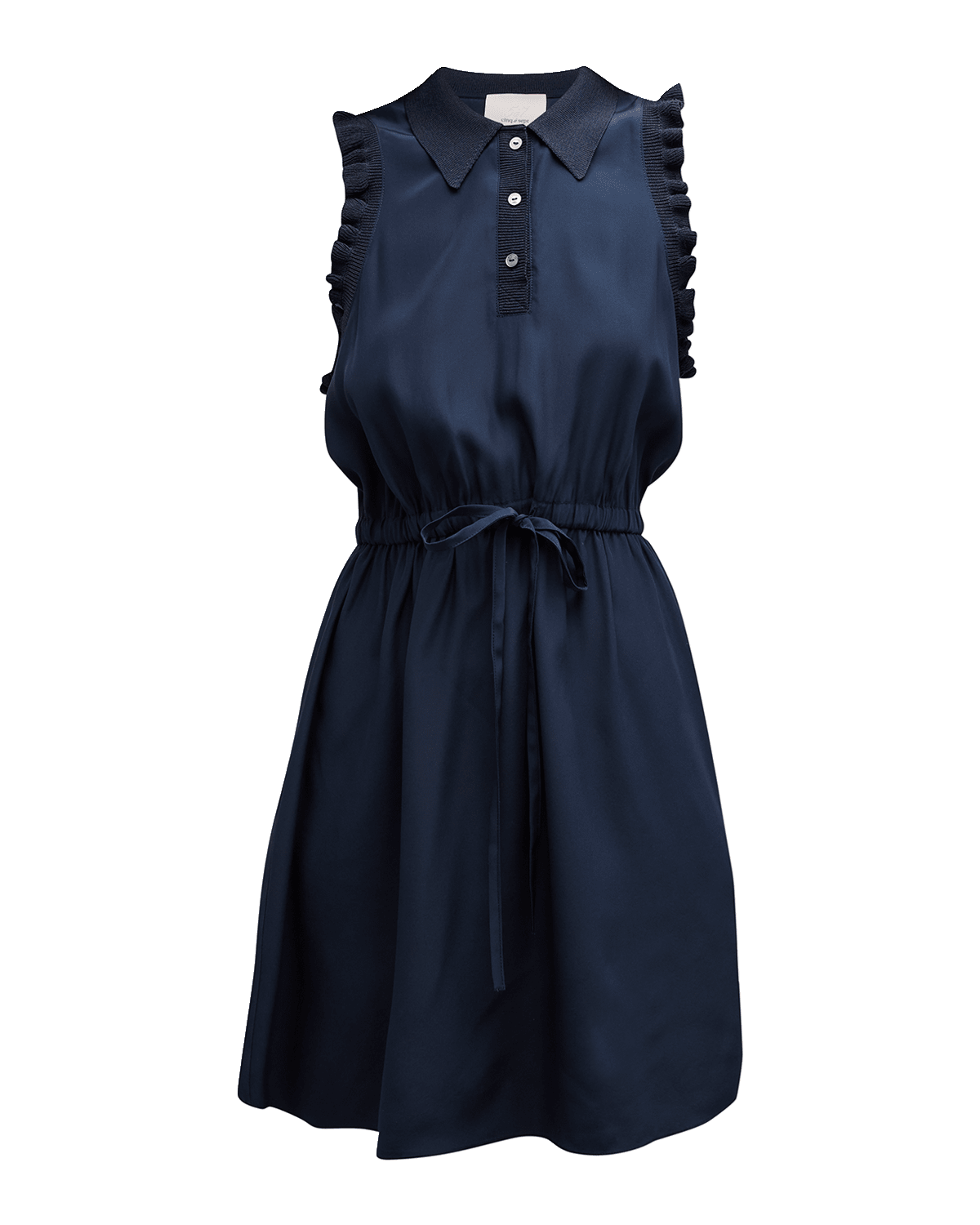 Stellah Eyelet Trimmed Split-Neck Mini Dress | Neiman Marcus