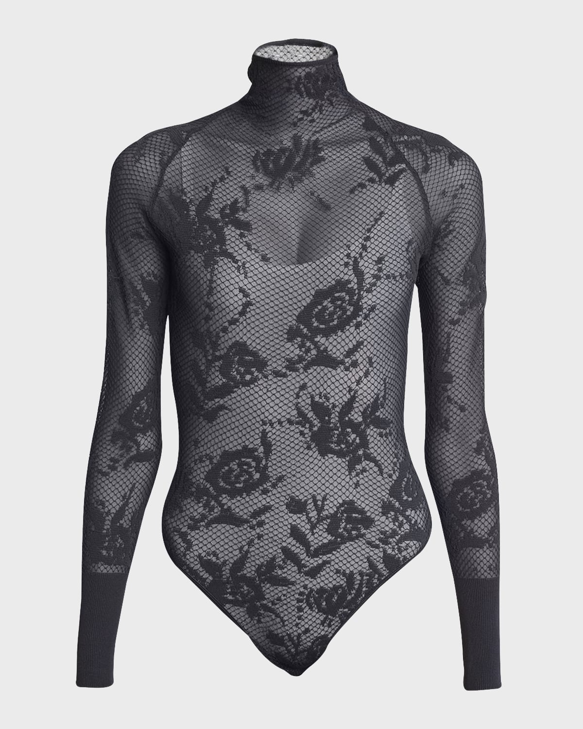 ALAIA Semi-Sheer Turtleneck Bodysuit | Neiman Marcus