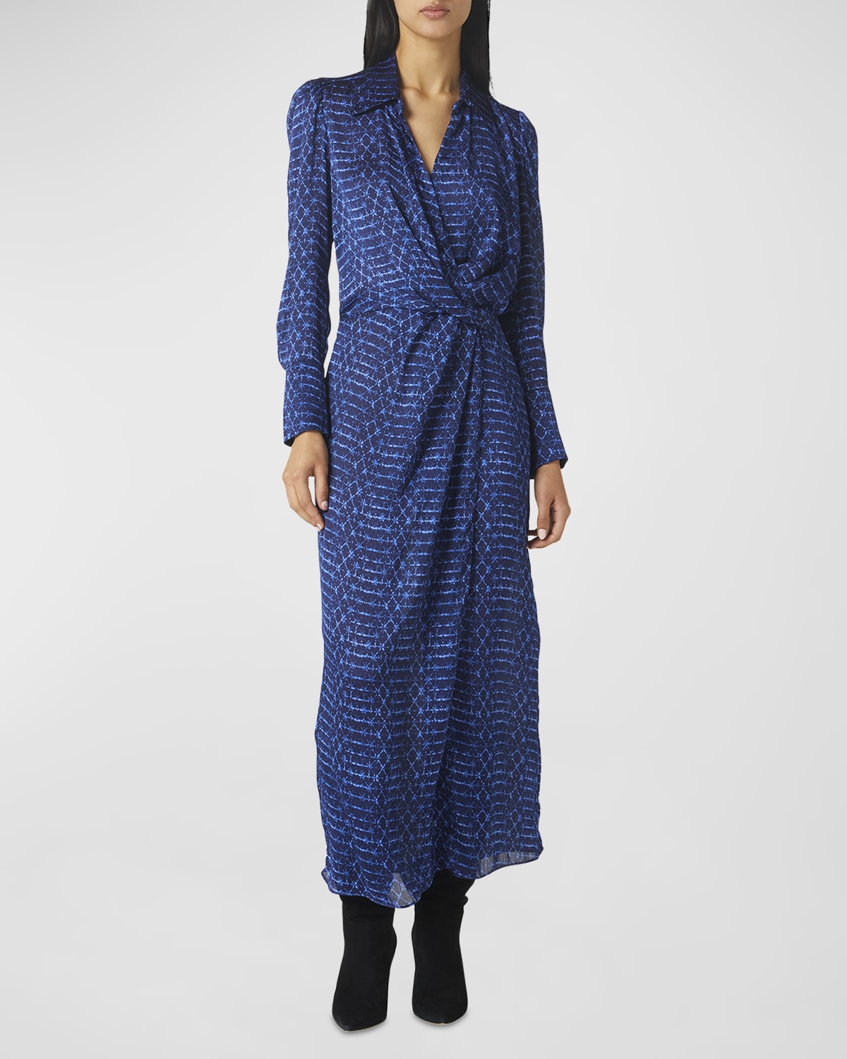 Veronica Beard Merrith Ruched Knit Asymmetric Midi Dress | Neiman Marcus