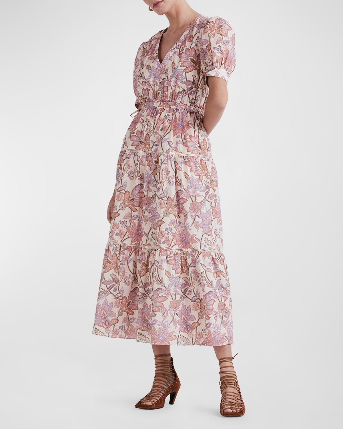 Ulla Johnson Caprice Floral Cotton Midi Dress | Neiman Marcus