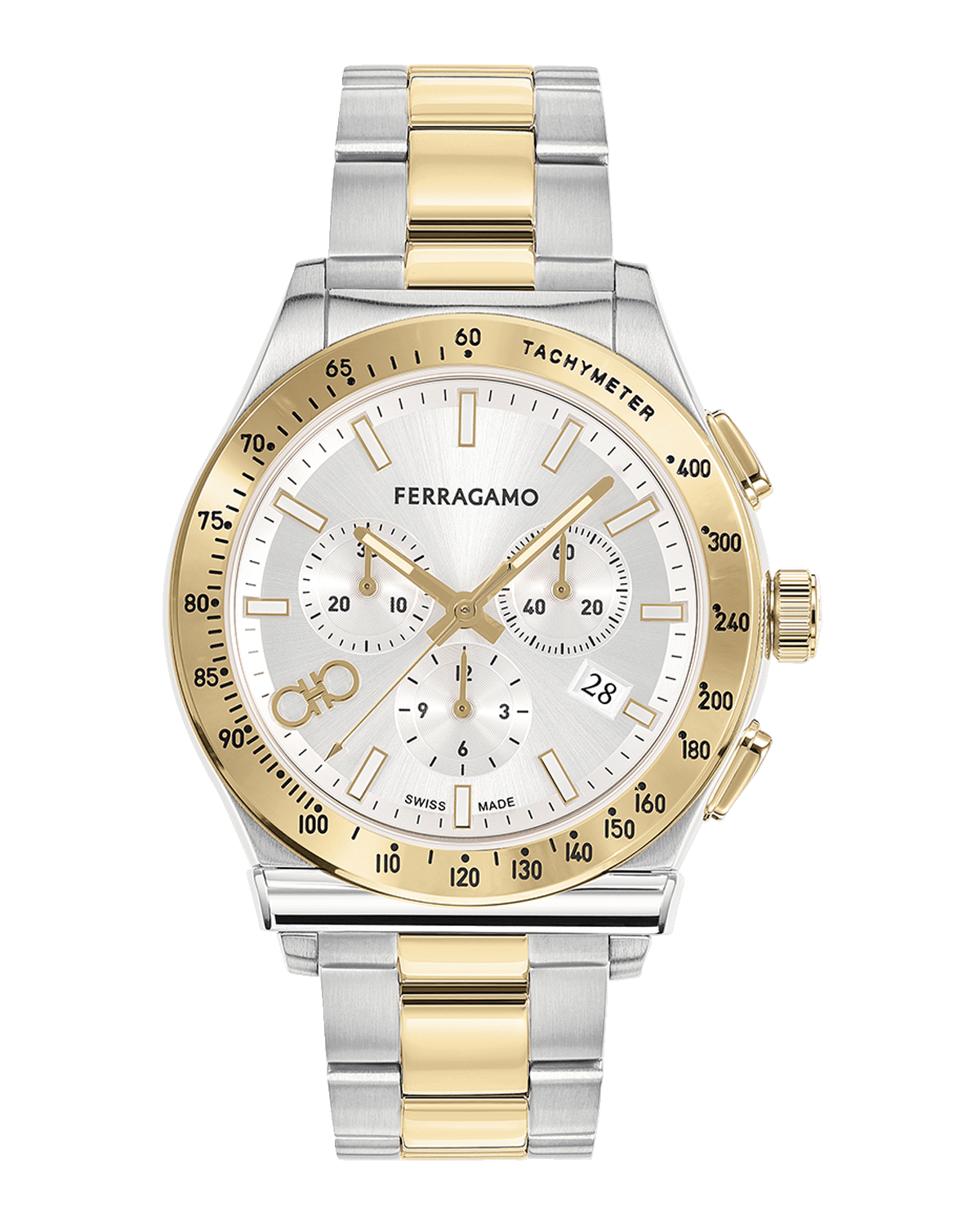 Ferragamo Men's Elliptical Two-Tone Chronograph Bracelet Watch, 38mm ...