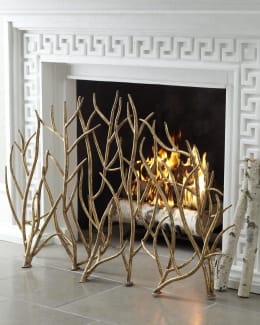 Twig Fireplace Screen with Golden Butterflies | Neiman Marcus