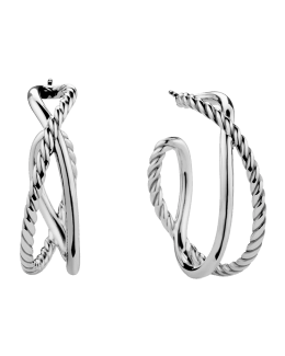 David Yurman Crossover Hoop Earrings with 18K Gold in Silver, 5mm, 1"L ...