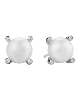 David Yurman Pearl and Pave Solari Drop Earrings with Diamonds in Silver, 5mm, 0.75"L | Neiman ...