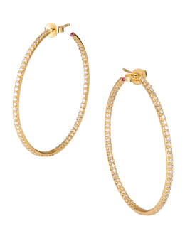 CADAR 18k Gold Large Diamond Heart Hoop Earrings | Neiman Marcus