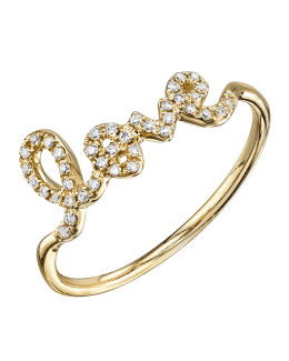 Sydney Evan 14k White Gold Diamond Love Script Ring, Size 6.5 | Neiman ...