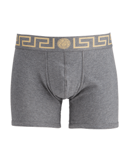 Versace Greca Border Long Boxer Trunks | Neiman Marcus