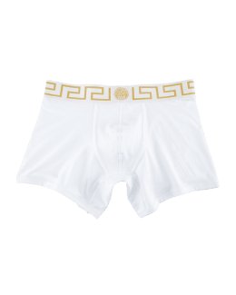 Versace Two-Pack Greca Border Long Boxer Trunks | Neiman Marcus