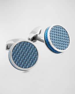 Tateossian Round Carbon Fiber Cuff Links Stud Set | Neiman Marcus