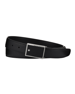 Montblanc Men's Rectangle-Buckle Leather Belt | Neiman Marcus