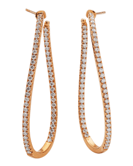 CADAR 18k Rose Gold Medium Diamond Heart Hoop Earrings | Neiman Marcus
