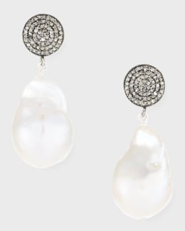 Margo Morrison Baroque Pearl Hammered Huggie Earrings | Neiman Marcus