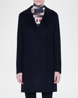 Akris Leather Collar Cashmere Coat | Neiman Marcus