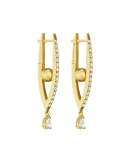 CADAR 18k Yellow Gold Small Diamond Triplet Hoop Earrings | Neiman Marcus