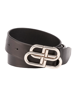 Balenciaga Men's BB-Logo Leather Belt | Neiman Marcus