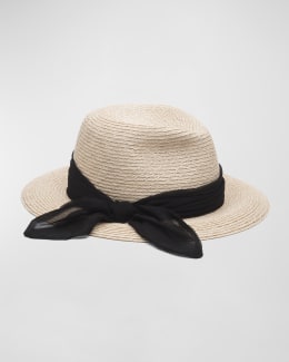 Eugenia Kim Lillian Straw & Silk Scarf Fedora | Neiman Marcus