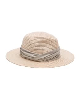Eugenia Kim Lillian Straw & Silk Scarf Fedora | Neiman Marcus