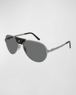 Men's Double-Bridge Metal Aviator Sunglasses | Neiman Marcus