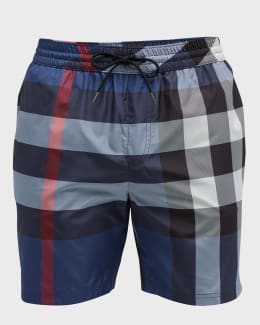 Burberry Men's Guildes Check Swim Trunks | Neiman Marcus