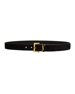 Saint Laurent YSL Monogram Leather Belt | Neiman Marcus