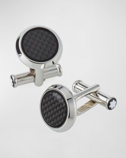 M Clip Men's Black Enamel Round Cufflinks | Neiman Marcus