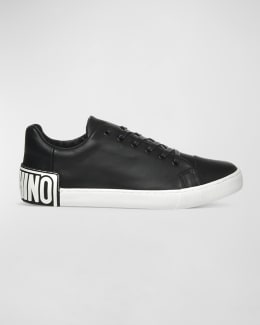 Moschino Men's Maxi Logo Leather High-Top Sneakers | Neiman Marcus