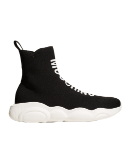 Moschino Men's Maxi Logo Leather High-Top Sneakers | Neiman Marcus