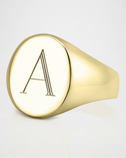 Sarah Chloe 14K Gold Petite Initial Signet Ring, Size 3-9 | Neiman Marcus