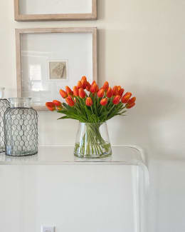 Winward Home Mix Faux Roses in Glass Vase | Neiman Marcus