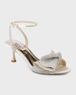 Badgley Mischka Remi Strass Ruffle Stiletto Sandals | Neiman Marcus