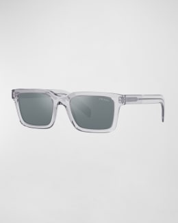 Prada Men's Double-Bridge Acetate Rectangle Sunglasses | Neiman Marcus