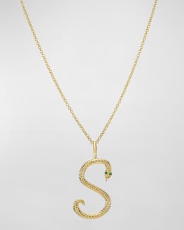 Zoe Lev Jewelry 14k Yellow Gold Personalized Initial & Diamond Bezel Necklace | Neiman Marcus