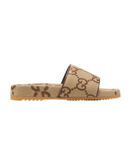 Gucci Men's GG Supreme Canvas Slide Sandals | Neiman Marcus