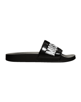Prada Men's Triangle Logo Rubber Slides | Neiman Marcus