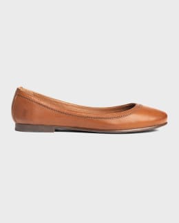 Bernardo Gwynn Leather Bow Ballerina Flats | Neiman Marcus
